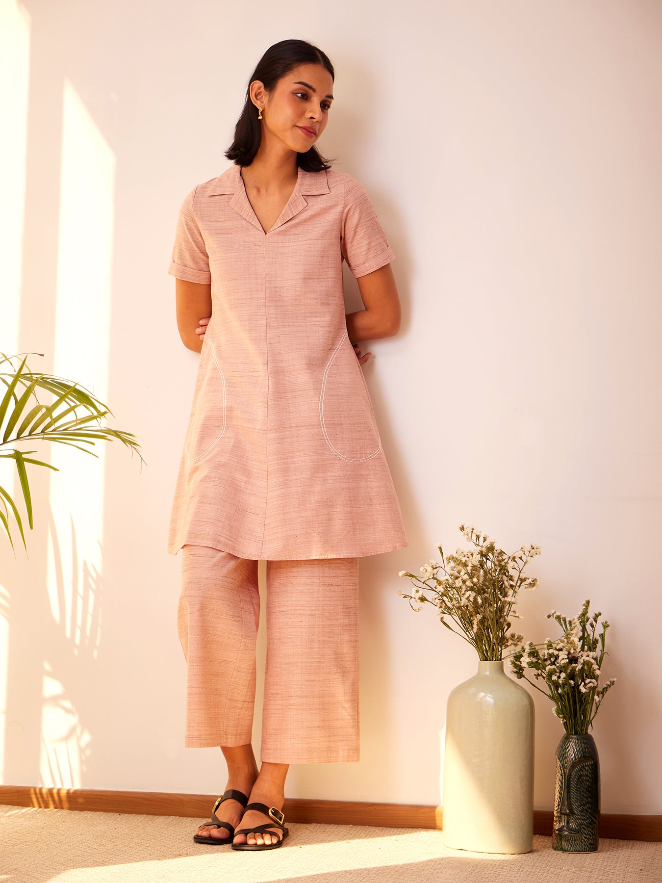 Buy Pink Cotton Solid A Line Co Online | Pink Fort – Pink Fort by ...